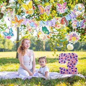 30 Pcs Butterfly Party Decorations Flowers Hanging Decorations Butterfly Hanging Ceiling Swirl for Home Baby Shower 1st birthday 1st birthday Classroom Garden