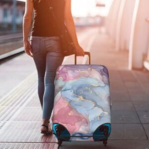 Pink Blue Marble Luggage Cover Elastic Washable Stretch Suitcase Protector Anti-Scratch Travel Suitcase Cover for Kid and Adult L (25-28 inch suitcase)