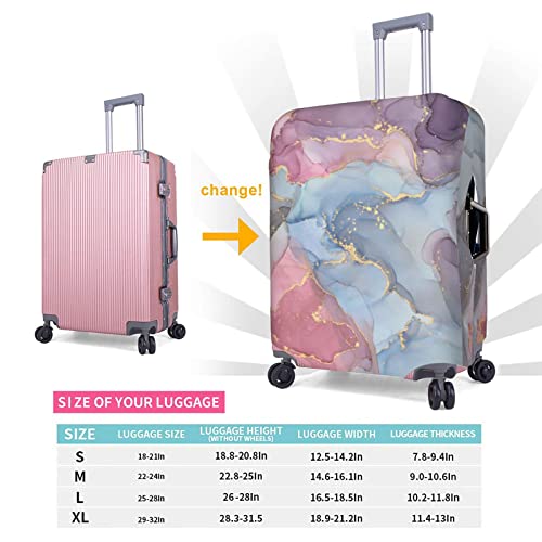 Pink Blue Marble Luggage Cover Elastic Washable Stretch Suitcase Protector Anti-Scratch Travel Suitcase Cover for Kid and Adult L (25-28 inch suitcase)