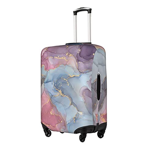 Pink Blue Marble Luggage Cover Elastic Washable Stretch Suitcase Protector Anti-Scratch Travel Suitcase Cover for Kid and Adult L (25-28 inch suitcase)