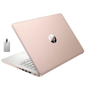 hp 2022 stream 14" hd brightview laptop, intel celeron n4120, 16gb ram, 64gb ssd, intel hd graphics, 720p webcam, 1 year office 365, gold, win 11, 32gb snowbell usb card