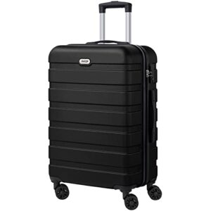 anyzip luggage pc abs hardside lightweight suitcase with 4 universal wheels tsa lock checked-medium 24 inch black