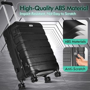 AnyZip Luggage PC ABS Hardside Lightweight Suitcase with 4 Universal Wheels TSA Lock Checked-Medium 24 Inch Black