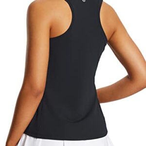 BALEAF Women's Golf Shirts Tank Tops Sleeveless Tennis Polo Racerback with Collar Athletic Tanks Quick Dry-Black-L