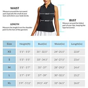 BALEAF Women's Golf Shirts Tank Tops Sleeveless Tennis Polo Racerback with Collar Athletic Tanks Quick Dry-Black-L