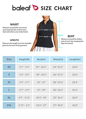 BALEAF Women's Golf Shirts Tank Tops Sleeveless Tennis Polo Racerback with Collar Athletic Tanks Quick Dry-Black-L