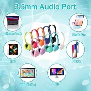 100 Pack Classroom Kids Headphones Bulk 10 Colourful Class Set of Headphones for Students Children Toddler Boys Girls Teen and Adult (100 Mixed)