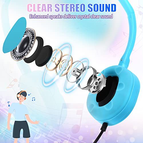 100 Pack Classroom Kids Headphones Bulk 10 Colourful Class Set of Headphones for Students Children Toddler Boys Girls Teen and Adult (100 Mixed)