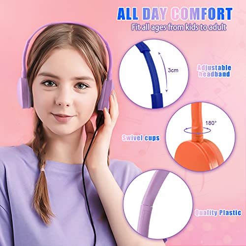 100 Pack Classroom Kids Headphones Bulk 10 Colourful Class Set of Headphones for Students Children Toddler Boys Girls Teen and Adult (100 Mixed)