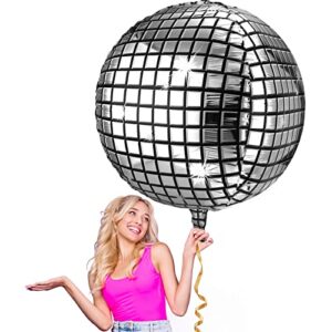 6 pcs 32 inch big disco ball balloon 70s disco balloons disco party decoration large 4d silver metallic disco balloon giant mirror disco balloon for 70s disco dance birthday wedding graduation