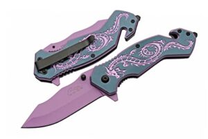 szco supplies 7.75" purple flying dragon assisted open rescue utility folding knife