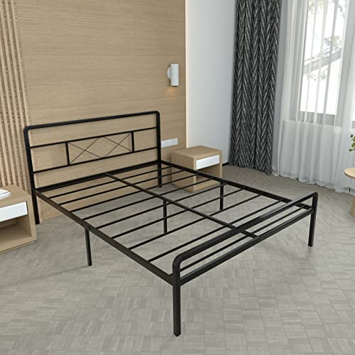 AMOBRO Queen Bed Frame with Headboard and Footboard,14 Inch Heavy Duty Metal Platform Beds Frames Easy Assembly Steel Slats Support No Box Spring Needed Non-Slip