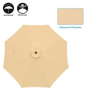 Pakarde 9FT Patio Umbrellas, Outdoor Patio Table Umbrella with Tilt Adjustment and Crank Lift System for Ourdoor Patio, Lawn, Backyard, Pool, Market, Beige