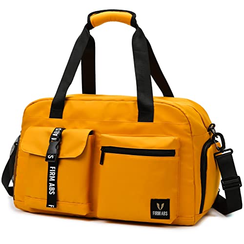 DBPBToU Gym Bag for Women and Men, Duffle Gag for Travel With Shoe Compartment and Wet Compartment, Used as a Overnight Bag (yellow)