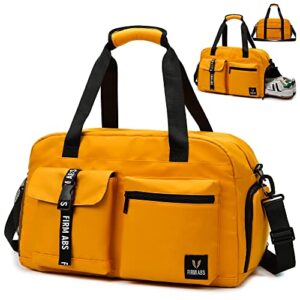 DBPBToU Gym Bag for Women and Men, Duffle Gag for Travel With Shoe Compartment and Wet Compartment, Used as a Overnight Bag (yellow)