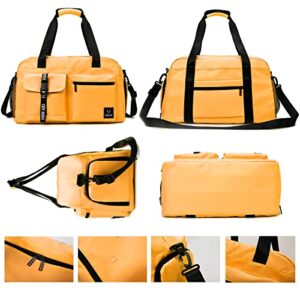 DBPBToU Gym Bag for Women and Men, Duffle Gag for Travel With Shoe Compartment and Wet Compartment, Used as a Overnight Bag (yellow)