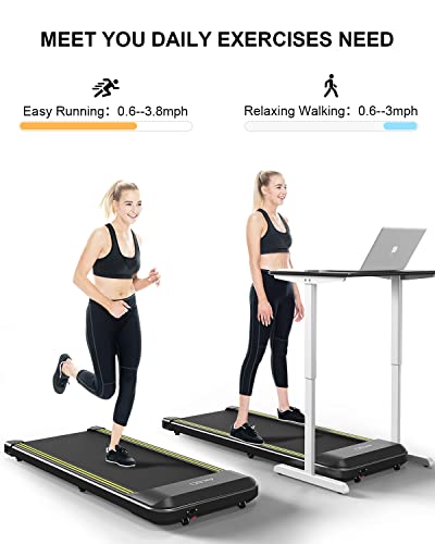 AKSO Walking Pad Under-Desk Treadmill, 300lbs Capacity, Quiet 3.8mph, LED Display Remote Control &APP, Portable Mini Desk Treadmill for Home Office Small Apartment