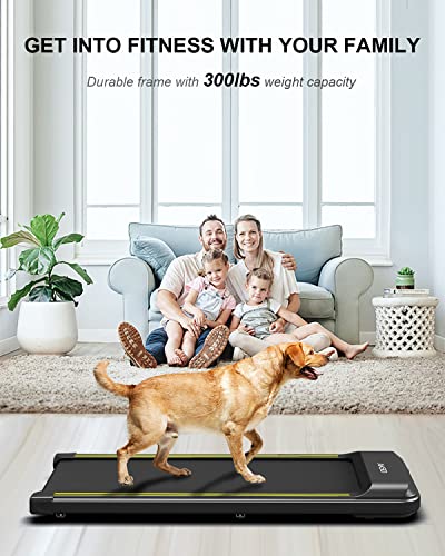 AKSO Walking Pad Under-Desk Treadmill, 300lbs Capacity, Quiet 3.8mph, LED Display Remote Control &APP, Portable Mini Desk Treadmill for Home Office Small Apartment