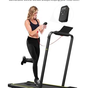 AKSO Foldable Treadmill Walking Pad, 300lb Capacity 2 in 1 Folding Treadmill 7.6mph Under Desk Treadmill with Remote & Smart App, Small Walking Running Jogging for Home Office Portable Treadmill