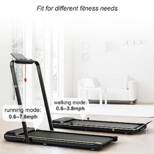 AKSO Foldable Treadmill Walking Pad, 300lb Capacity 2 in 1 Folding Treadmill 7.6mph Under Desk Treadmill with Remote & Smart App, Small Walking Running Jogging for Home Office Portable Treadmill