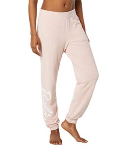 barefoot dreams cozychic ultra lite women's barbie sweatpants, dusty rose-white, size large