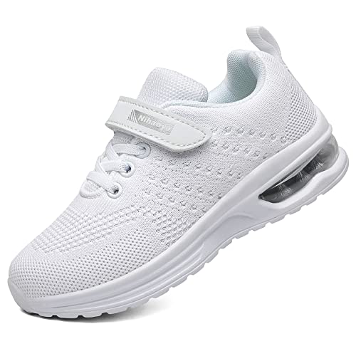 IGBAY White Sneakers Shoes for Toddlers Boys Girls Cheer Shoes Kids Shoes for Running and Athletic Sizes 12.5 Little Kid