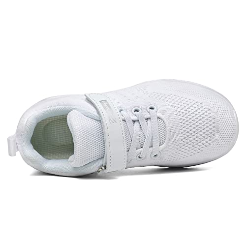 IGBAY White Sneakers Shoes for Toddlers Boys Girls Cheer Shoes Kids Shoes for Running and Athletic Sizes 12.5 Little Kid