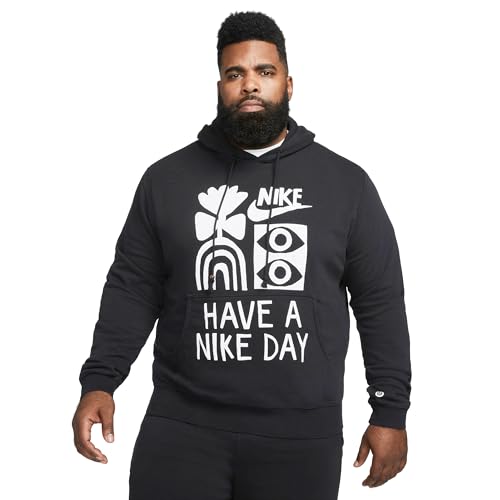 Nike Sportswear Men's French Terry Pullover Hoodie (US, Alpha, Medium, Regular, Regular, Black)