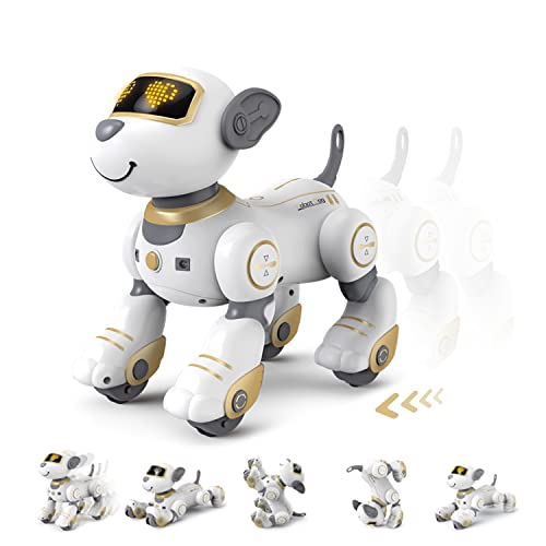 FUUY Remote Control Dog for Kids Robot Dog That Acts Like a Real Dog Interactive Robot Pet Follow Me Robotics Toys Intelligent Robo Dog Programmable Sing and Dance Design Birthday Gifts Kids Age 4-7