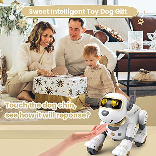 FUUY Remote Control Dog for Kids Robot Dog That Acts Like a Real Dog Interactive Robot Pet Follow Me Robotics Toys Intelligent Robo Dog Programmable Sing and Dance Design Birthday Gifts Kids Age 4-7