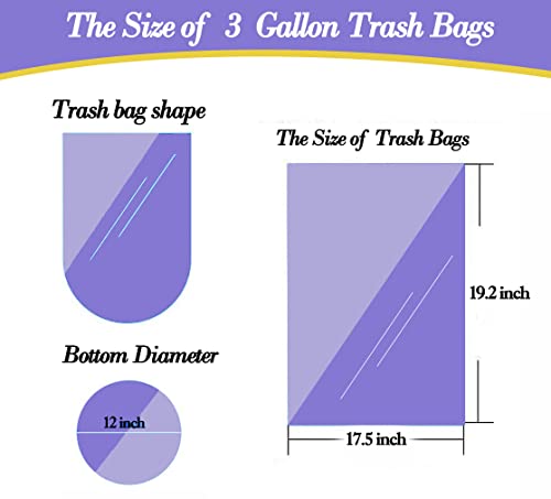 3 Gallon 180pcs Small Clear Trash Bags(Fit 2.6-3.2 Gal)Plastic Strong Clear Garbage Bags,Bathroom Trash Can Bin Liners,Waste Basket Liner,Fit 10-13 Liter, 2 Gallon,2.5-2.6 Gallon,3.2Gallon(3-Clear180)