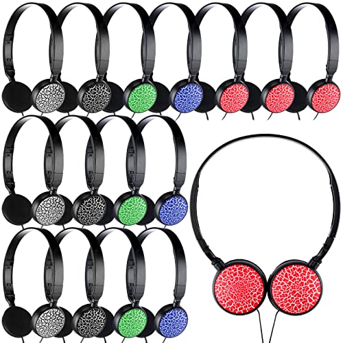 15 Pack Kids Headphones Bulk On Ear Headphones Wired Adjustable School Headsets Foldable Children Headphones with 85dB Volume Limiting 3.5mm Jack for Classroom Tablet Laptop Study Airplane Travel