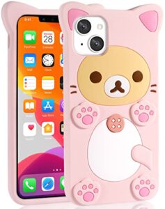 stsnano kawaii phone case for iphone 13 mini 5.4'' 3d cute cartoon bear phone case fashion cool funny bear soft tpu protective case for iphone 13 mini silicone cover for women girls kids pk