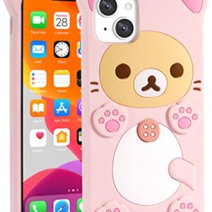 STSNano Kawaii Phone Case for iPhone 13 Mini 5.4'' 3D Cute Cartoon Bear Phone Case Fashion Cool Funny Bear Soft TPU Protective Case for iPhone 13 Mini Silicone Cover for Women Girls Kids PK