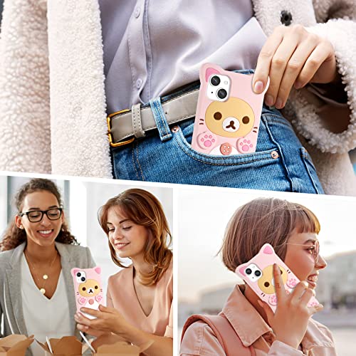 STSNano Kawaii Phone Case for iPhone 13 Mini 5.4'' 3D Cute Cartoon Bear Phone Case Fashion Cool Funny Bear Soft TPU Protective Case for iPhone 13 Mini Silicone Cover for Women Girls Kids PK