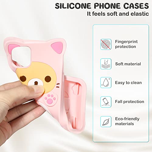 STSNano Kawaii Phone Case for iPhone 13 Mini 5.4'' 3D Cute Cartoon Bear Phone Case Fashion Cool Funny Bear Soft TPU Protective Case for iPhone 13 Mini Silicone Cover for Women Girls Kids PK