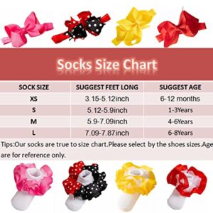 WBZOTSS 3 Pairs Ruffle Lace Barbie Socks, Double Turn Cuff Princess Dress Socks for Newborn/Infant/Toddler/Little Baby Girls