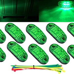 Aokzeeo 10 pcs green Oval 2.5 Inch 4 Diode Trailer Side Marker Lights Truck clearance Side marker Led Trailer Lights Waterproof