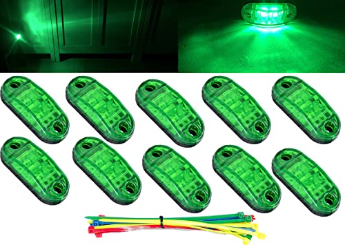 Aokzeeo 10 pcs green Oval 2.5 Inch 4 Diode Trailer Side Marker Lights Truck clearance Side marker Led Trailer Lights Waterproof