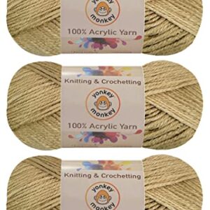 100% Acrylic Fancy Yarn 3-Pack by Yonkey Monkey Knitting Crochet DIY Art Craft (Chestnut 81)