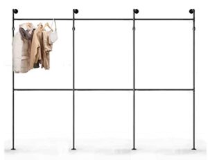 serenita industrial pipe clothing rack, hanging rod for closet, wall mounted multi purpose