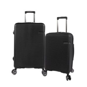 brookstone luggage nelson 2pc hardside spinner luggage, black, 2 piece set