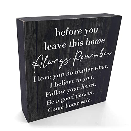 Inspirational Home Farmhouse Decor Desk Decor Wooden Box Sign Always Remember You are Braver Than You Think Rustic Black Wood Block Plaque Box Sign for Women Family Friends Shelf Table Decoration