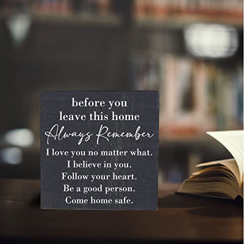 Inspirational Home Farmhouse Decor Desk Decor Wooden Box Sign Always Remember You are Braver Than You Think Rustic Black Wood Block Plaque Box Sign for Women Family Friends Shelf Table Decoration