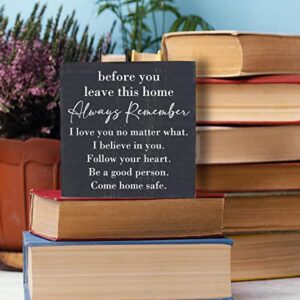 Inspirational Home Farmhouse Decor Desk Decor Wooden Box Sign Always Remember You are Braver Than You Think Rustic Black Wood Block Plaque Box Sign for Women Family Friends Shelf Table Decoration