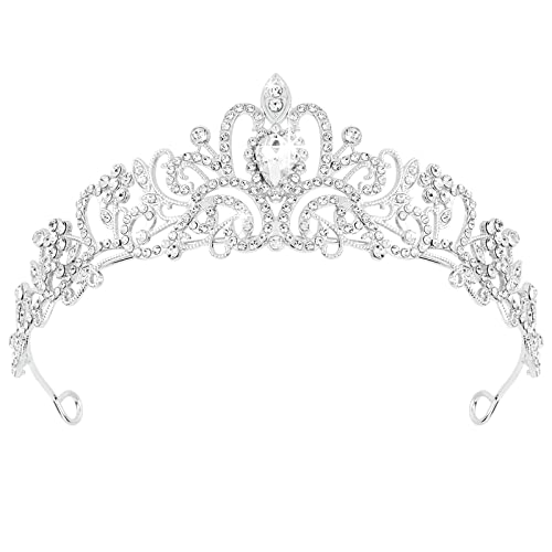 YISSION Silver Crown and Tiara Crystal Tiaras Queen Crowns for Women Girls Birthday Tiara Princess Crown Bridal Hair Accessories for Wedding Prom Party Cosplay