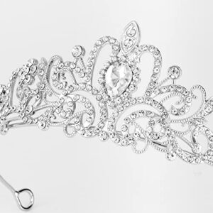 YISSION Silver Crown and Tiara Crystal Tiaras Queen Crowns for Women Girls Birthday Tiara Princess Crown Bridal Hair Accessories for Wedding Prom Party Cosplay