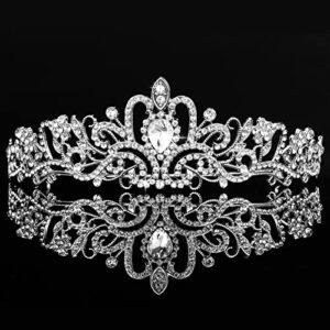 YISSION Silver Crown and Tiara Crystal Tiaras Queen Crowns for Women Girls Birthday Tiara Princess Crown Bridal Hair Accessories for Wedding Prom Party Cosplay