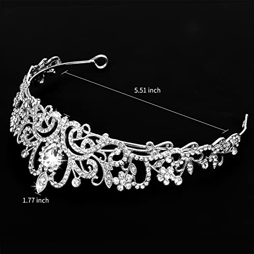 YISSION Silver Crown and Tiara Crystal Tiaras Queen Crowns for Women Girls Birthday Tiara Princess Crown Bridal Hair Accessories for Wedding Prom Party Cosplay