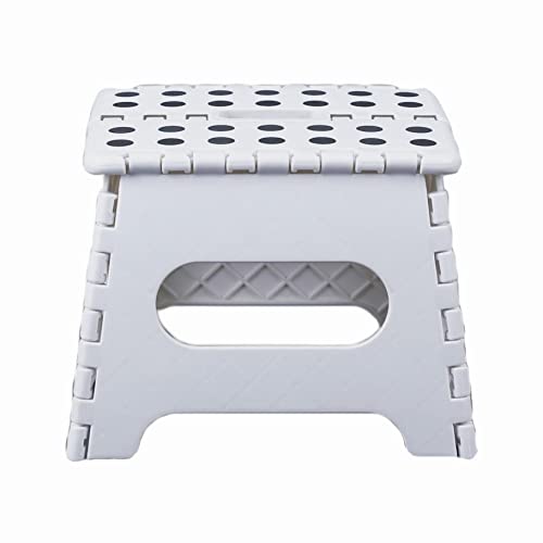 PandaEar Home Folding Step Stool, Lightweight Step Stool with 7.5 Inch Height for Kids, Sturdy Foot Stool for Kitchen, Bedroom, Bathroom & Bathroom- White